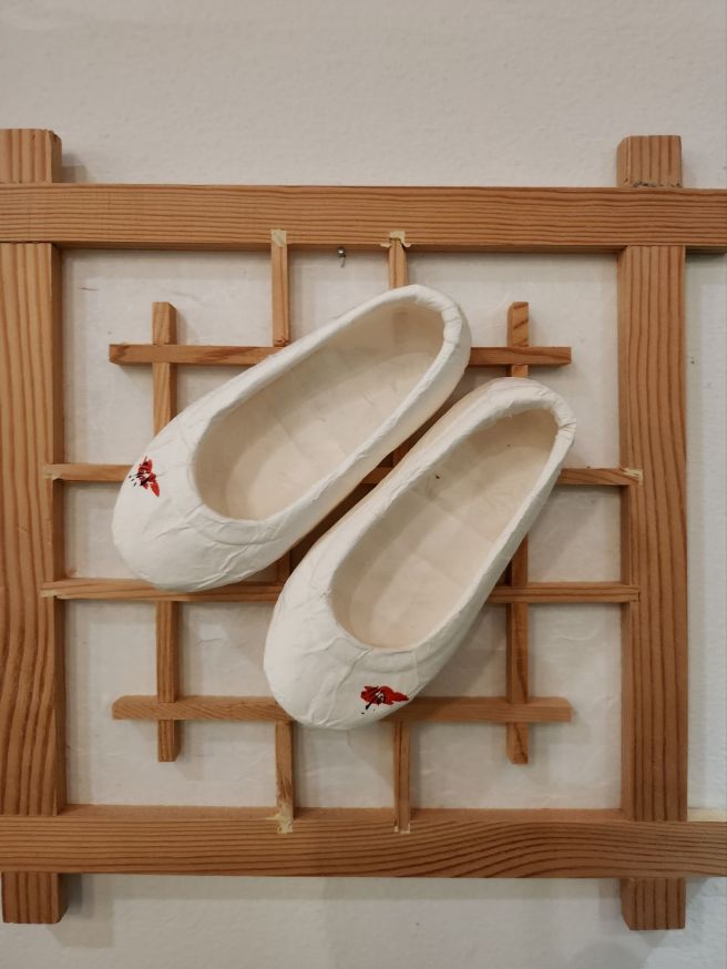 Paper mache Korean traditional shoes: gomusin – sing like wildflowers
